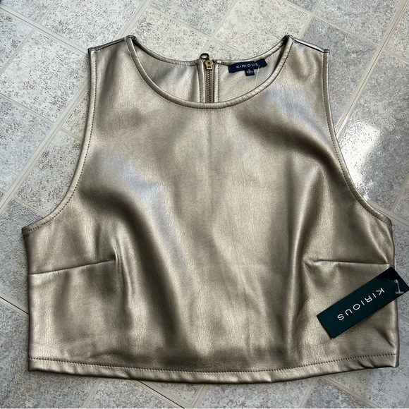 KIRIOUS LOS ANGELES | Tops | Nwt Kirious Faux Leather Pewter Metallic ...
